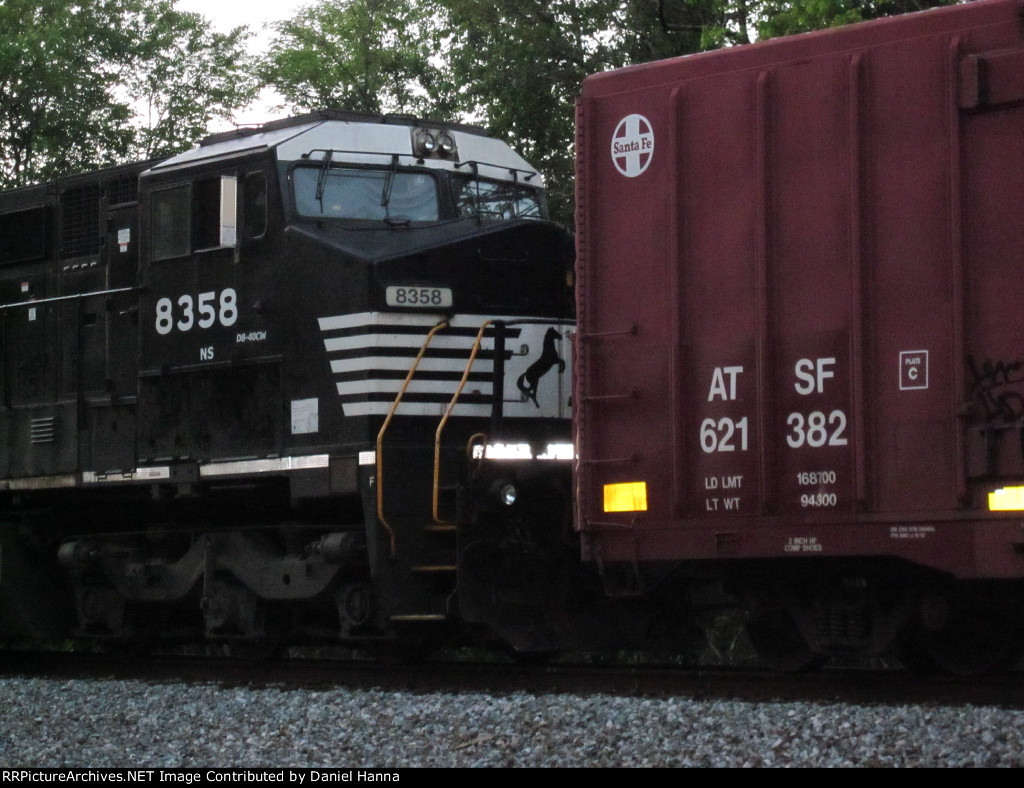 NS 8358 stares at ATSF 621382